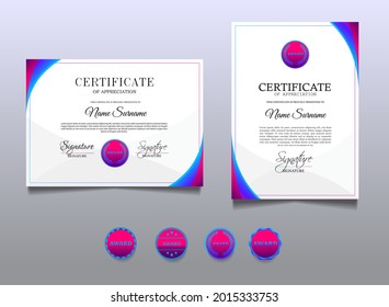 Certificate Template Modern Color Simple Design Stock Vector (Royalty ...