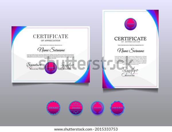 Certificate Template Modern Color Simple Design Stock Vector (Royalty ...