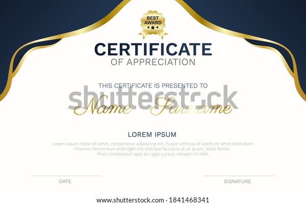 Certificate Template Modern Wave Curve Lines Stock Vector (Royalty Free ...