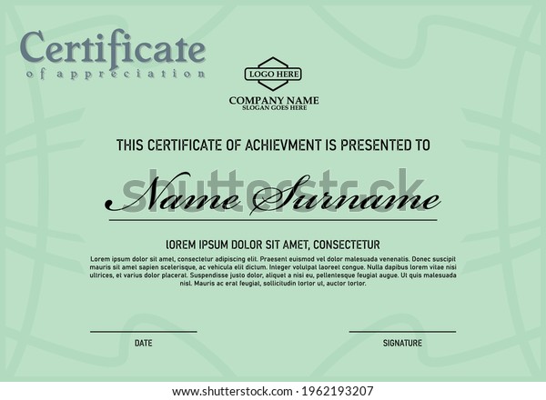 Certificate Template Outline Curve Style Concept Stock Vector (Royalty ...