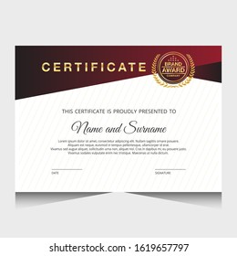 Certificate Template Red Fold Color Suitable Stock Vector (Royalty Free ...