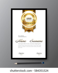 Certificate Templatea4 Size Diploma Vector Illustration Stock Vector ...