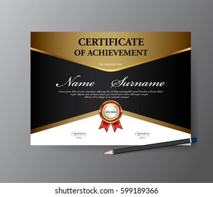 Certificate Templatea4 Size Diploma Vector Illustration Stock Vector ...