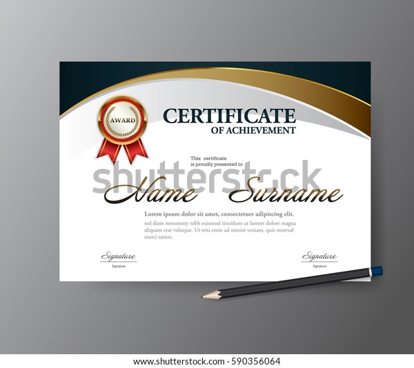 Certificate Templatea4 Size Diploma Vector Illustration Stock Vector ...