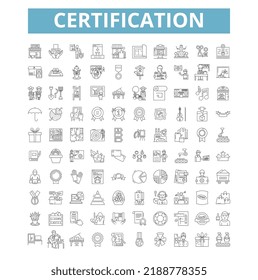 Certification Icons Line Symbols Web Signs Stock Vector (Royalty Free ...