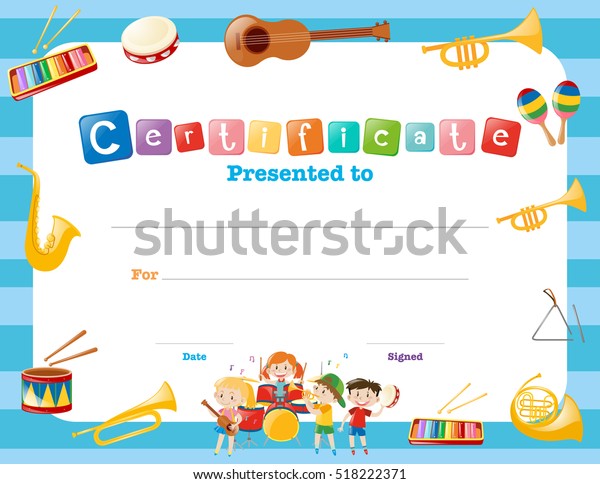Certification Template Musical Instruments Illustration Stock Vector ...