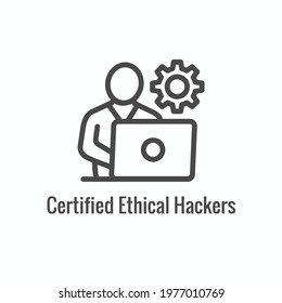 Certified Ethical Hacking Icon Showing Security Stock Vector (Royalty ...