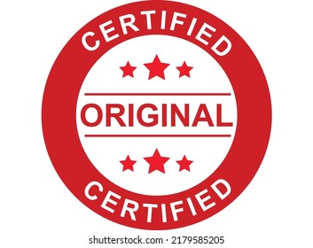 Certified Original Red Stamp Rubber Round Stock Vector (Royalty Free ...