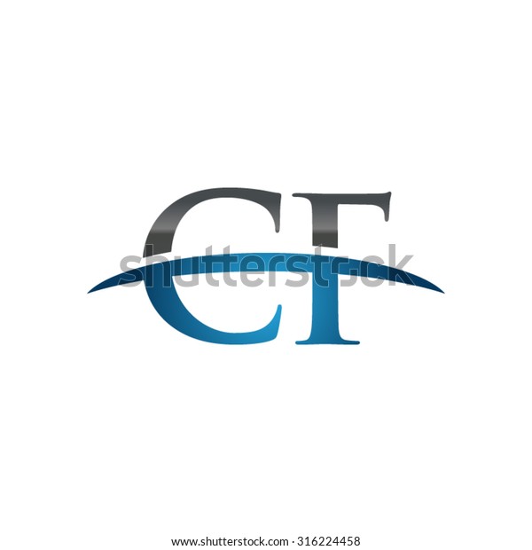 Cf Initial Company Blue Swoosh Logo Stock Vector (Royalty Free ...