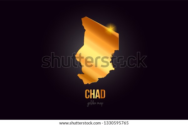 Chad Country Border Map Gold Golden Stock Vector (Royalty Free ...