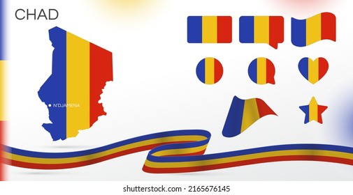Chad Flags Set Various Designs Map Stock Vector (Royalty Free ...
