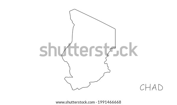Chad Map Black Line On White Stock Vector (Royalty Free) 1991466668 ...