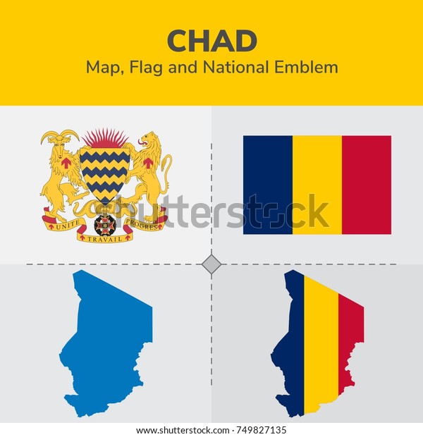 Chad Map Flag National Emblem Stock Vector (Royalty Free) 749827135