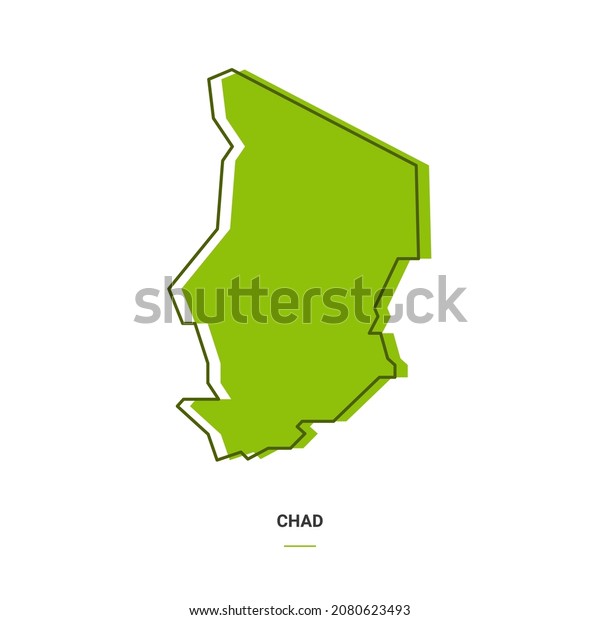 Chad Outline Map Green Colour Modern Stock Vector (Royalty Free ...