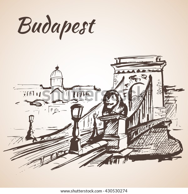Chain Bridge Budapest Hungary Isolated On Stock Vector (Royalty Free ...