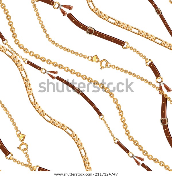 Chain Patterngolden Chains Belt Rope Tassel Stock Vector (Royalty Free ...