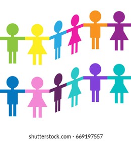 Chain People Isolated On White Background Stock Vector (Royalty Free ...