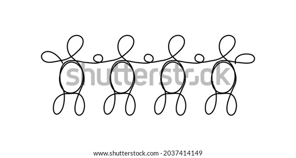 Chain People Line Art Style Black Stock Vector (Royalty Free ...