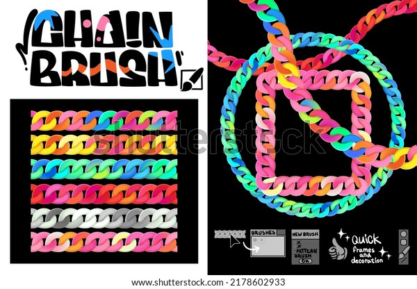 Chain Rainbow Colorful Collection Seamless Pattern Stock Vector ...