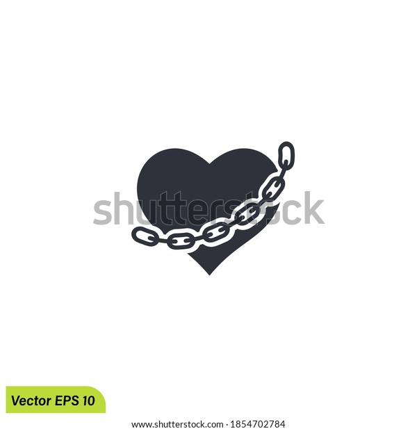 Chained Heart Icon Keep Feeling Symbol Stock Vector (Royalty Free ...