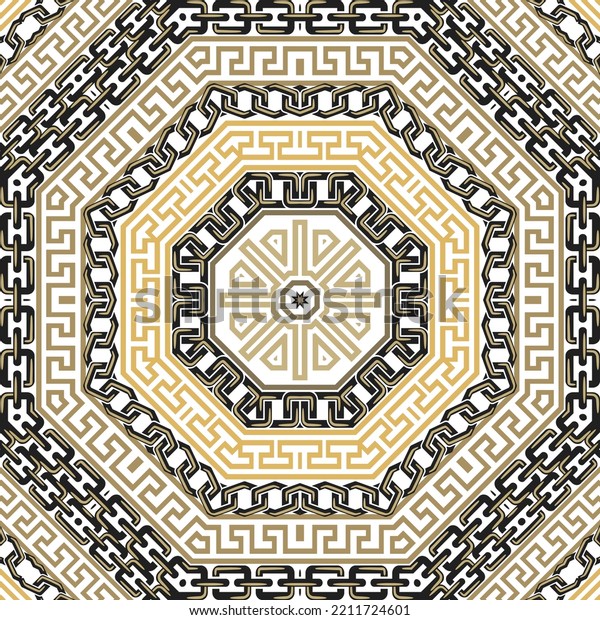 Chains Greek Golden Frames Mandalas Chains Stock Vector (Royalty Free ...