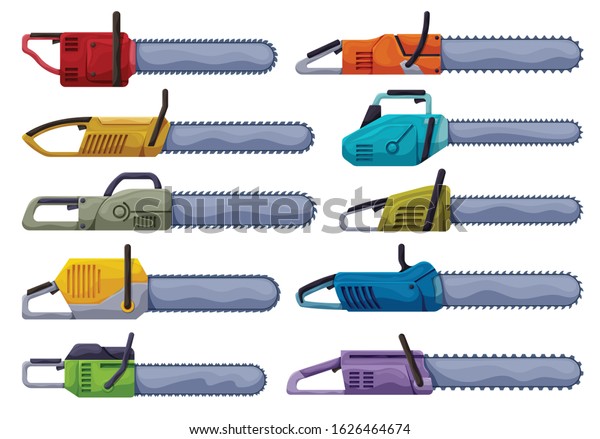 Chainsaw Chain Vector Cartoon Set Iconvector: เวกเตอร์สต็อก (ปลอดค่า ...