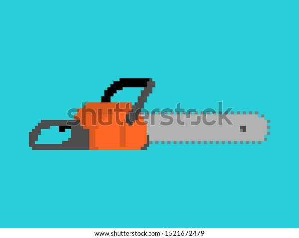 Chainsaw Pixel Art Lumberjack Tool 8 Stock Vector (Royalty Free ...