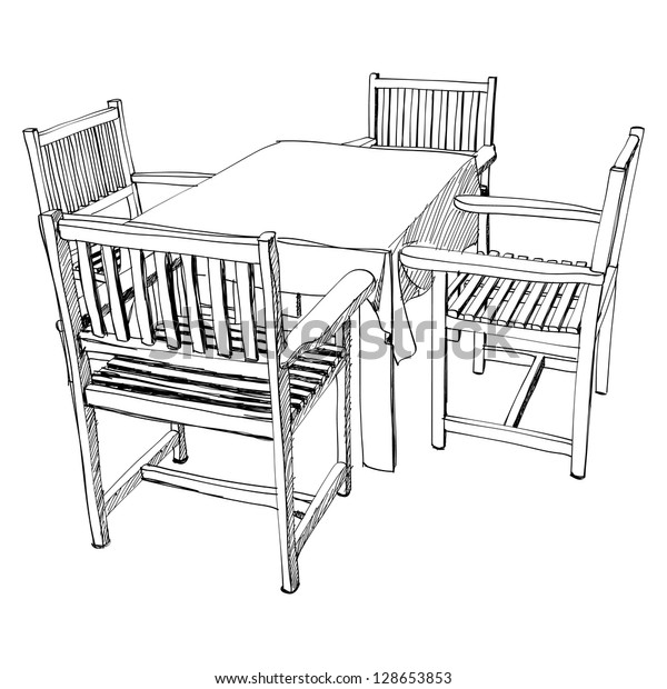 Chair Table Set Hand Drawn Stock Vector (Royalty Free) 128653853 ...
