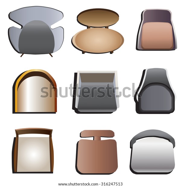 Chairs Top View Set 4 Interior Stock Vector (Royalty Free) 316247513