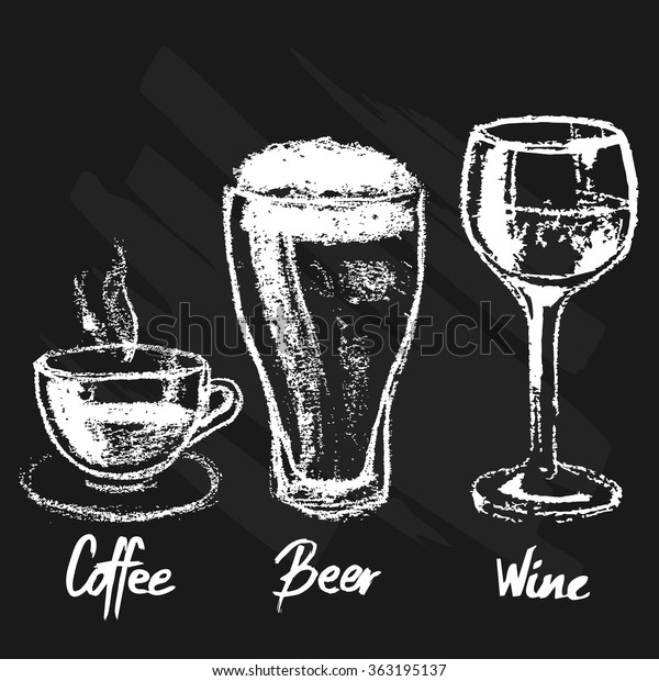 Chalk Drawing Drinks Set Stock Vector (Royalty Free) 363195137