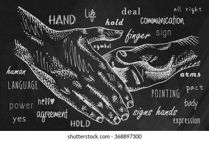 Chalk Drawing Hands Held Together Fist Stock Vector (Royalty Free ...