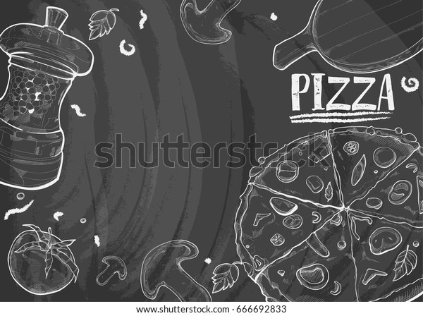 Chalk Drawing Vector Pizza On Background Stock Vector (Royalty Free ...