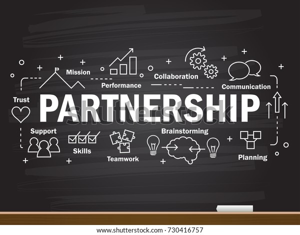 Chalk Hand Drawing Partnership Concept Vector Stock Vector (Royalty ...