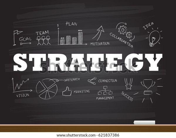 Chalk Hand Drawing Strategy Word Vector Stock Vector (Royalty Free ...