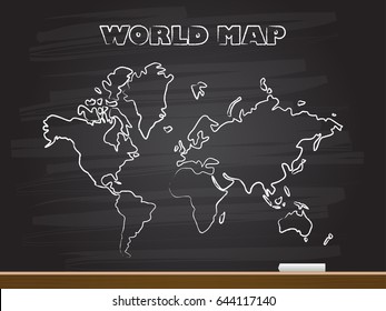 Chalk Hand Drawing World Map Vector Stock Vector (Royalty Free) 644117140 | Shutterstock