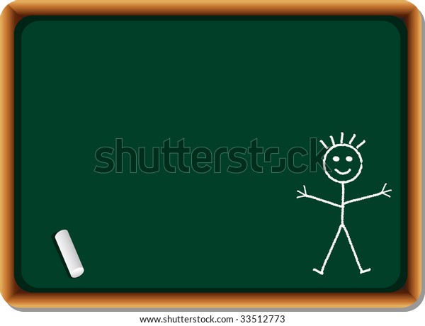 Chalk Slate Stick Man Drawing Piece Stock Vector (Royalty Free) 33512773
