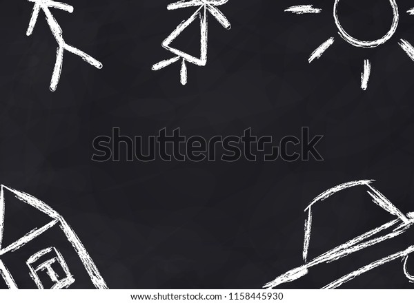 Chalkboard Background Childrens Chalk Drawings Back Stock Vector ...