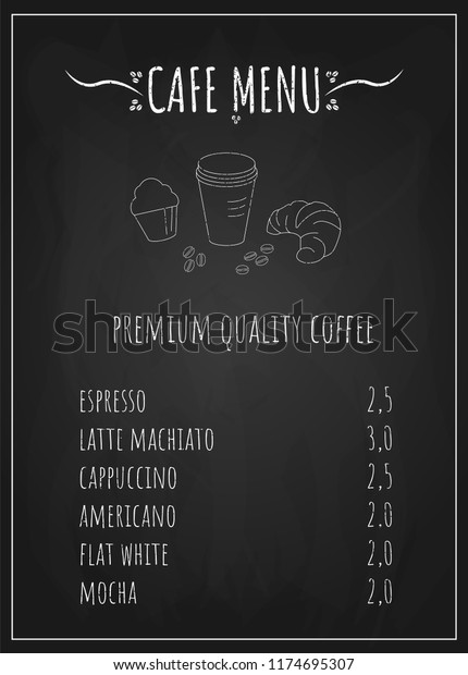 Chalkboard with cafe menu for restaurant with hand drawn illustration ...