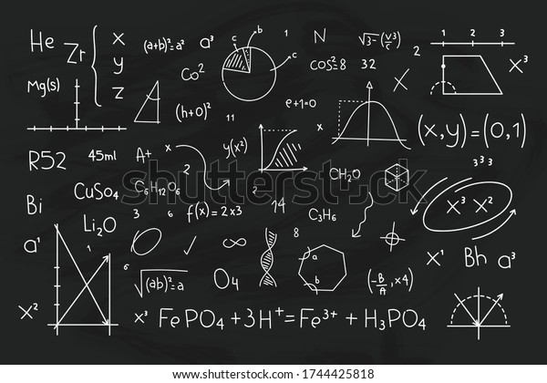 Chalkboard Chemistry Science Formulas Vector: เวกเตอร์สต็อก (ปลอดค่า ...