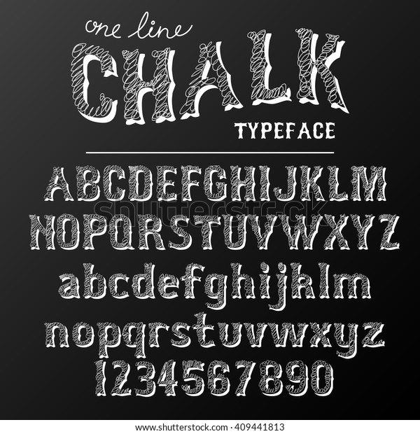 Chalkboard Font Typeface White On Black Stock Vector (Royalty Free ...