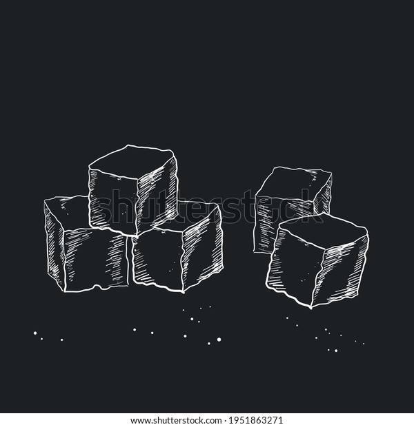 Chalkboard Hand Drawn Sugar Cubes Isolated Stock Vector (Royalty Free ...
