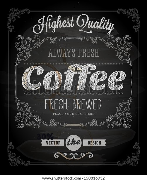 Chalkboard Poster Lettering Coffee Typographic Design Stock Vector ...