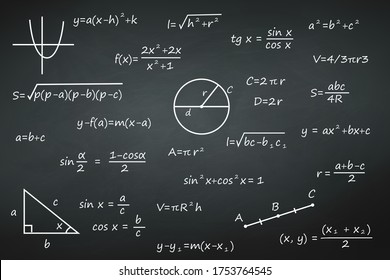 Chalkboard Science Formulas Mathematics Background Stock Vector ...