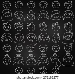 Chalkboard Stick Figure Heads Vector Format 库存矢量图（免版税）278182277 ...