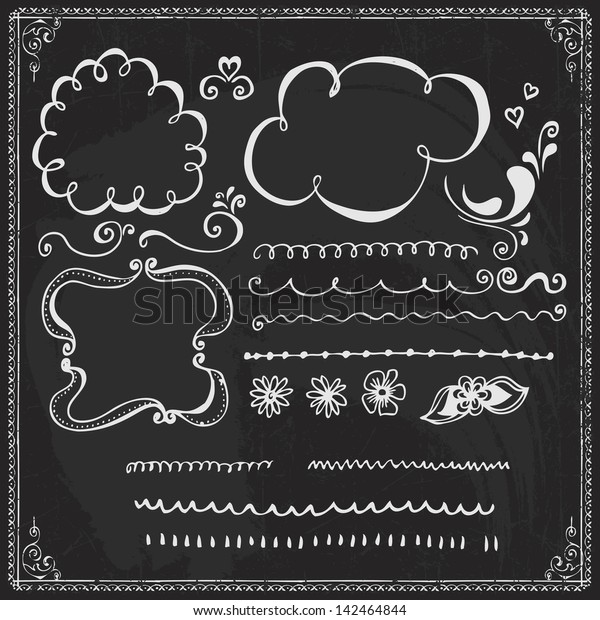 Chalkboard Style Hand Drawn Doodle Frames Stock Vector (Royalty Free ...