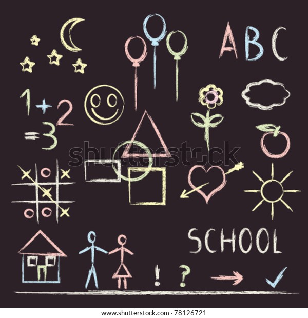 Chalkboard Various Symbols Stock Vector (Royalty Free) 78126721 ...
