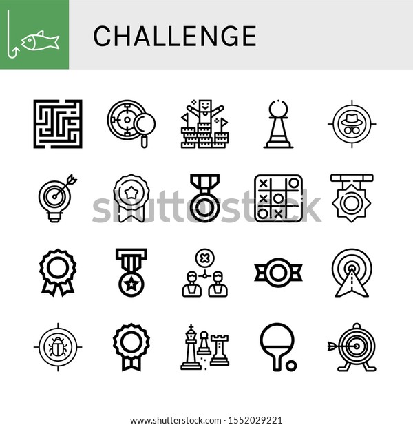 Challenge Simple Icons Set Contains Such Stock Vector (Royalty Free ...