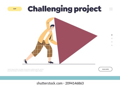 Challenging Project Concept Landing Page Man Stock Vector (Royalty Free ...