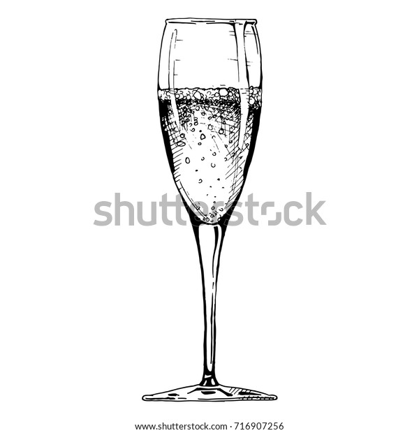 Champagne Flute Vector Illustration Stemware Ink Stock Vector (Royalty ...