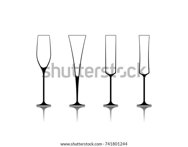 Champagne Glasses Black Silhouette Vector Stock Vector (Royalty Free ...